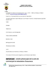 FICHE DEMANDE D EMPLACEMENT MARCHE – Mairie Le Château d'Oléron